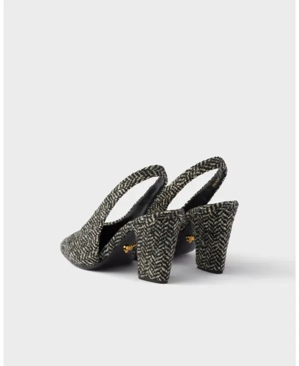 Prada Chevron Slingback Pumps - White