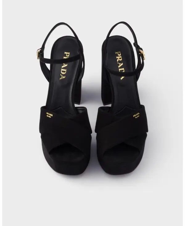 Prada Suede Platform Sandals - Black