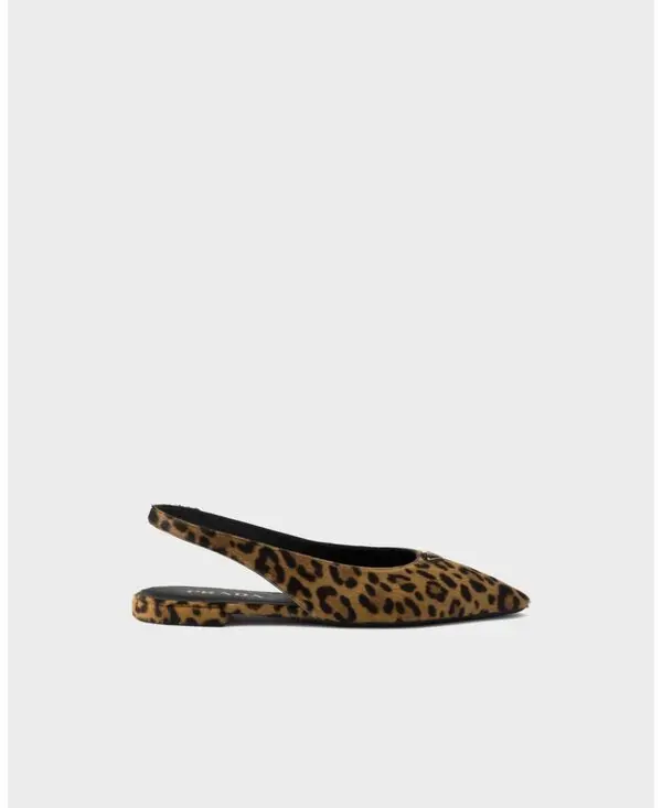 Prada Printed Leather Ballerinas - Honey