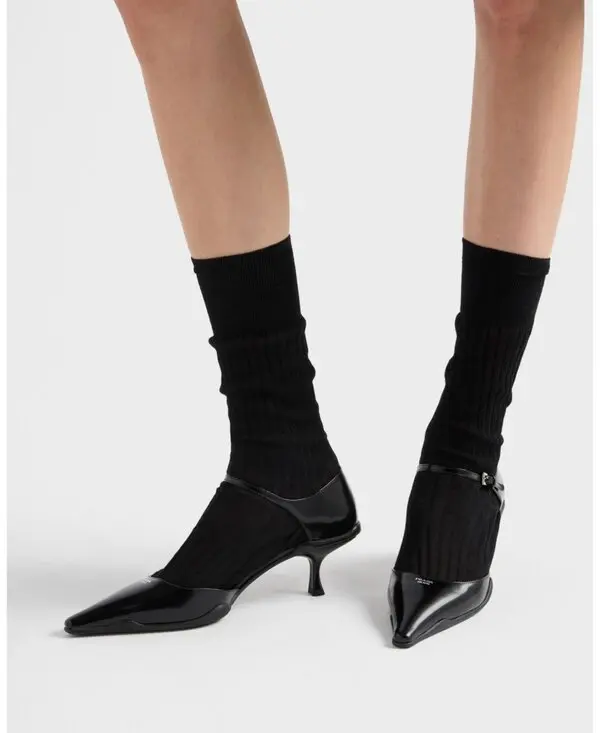 Prada Brushed Leather D'orsay Pumps