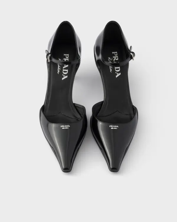 Prada Brushed Leather D'orsay Pumps