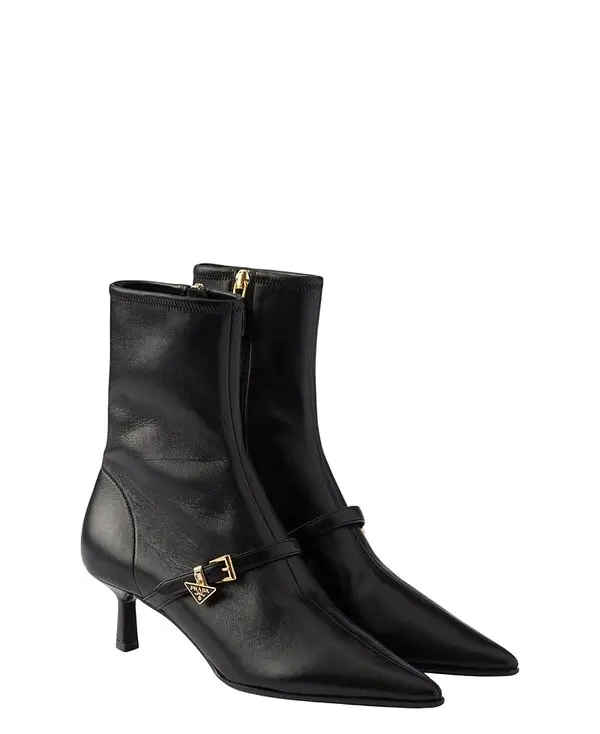 Prada Stretch Nappa Leather Booties - Black