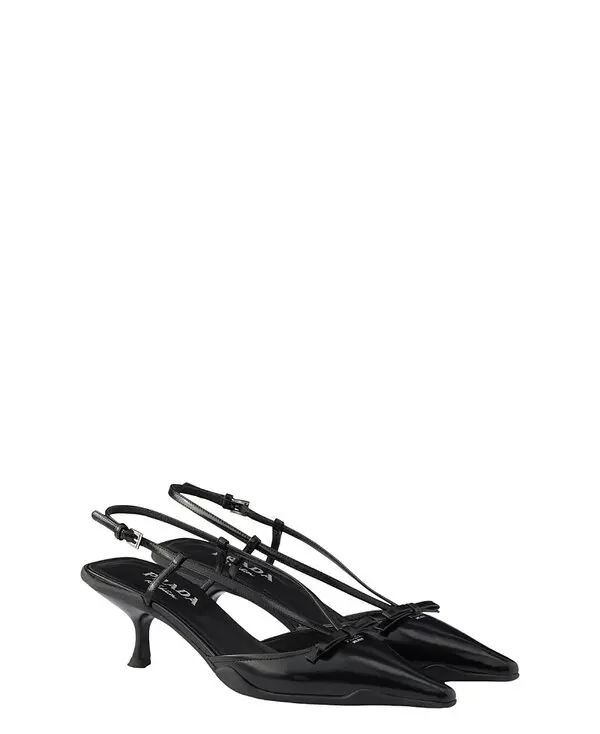Prada Brushed Leather Slingback Pumps