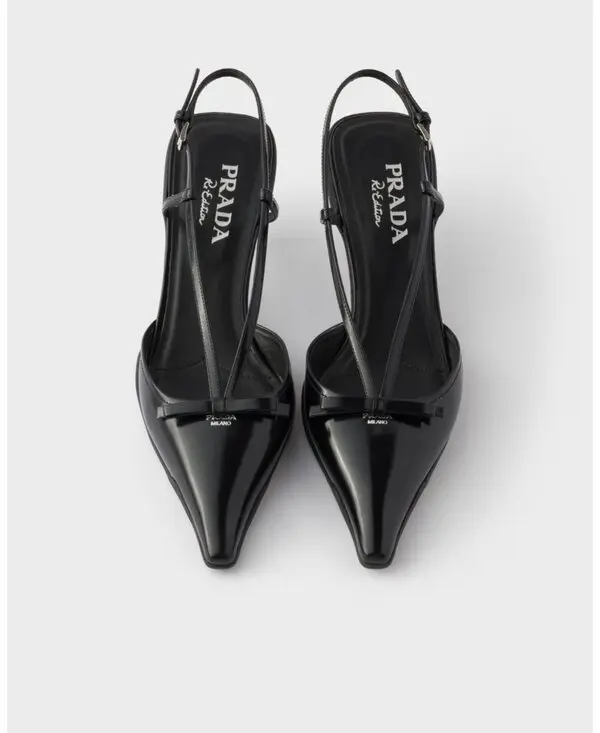 Prada Brushed Leather Slingback Pumps