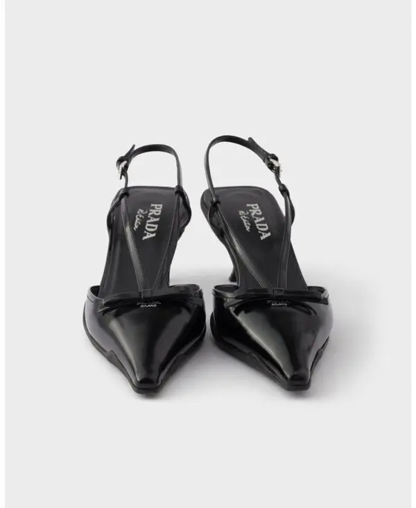 Prada Brushed Leather Slingback Pumps