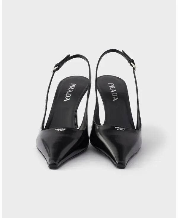 Prada Brushed Leather Slingback Pumps