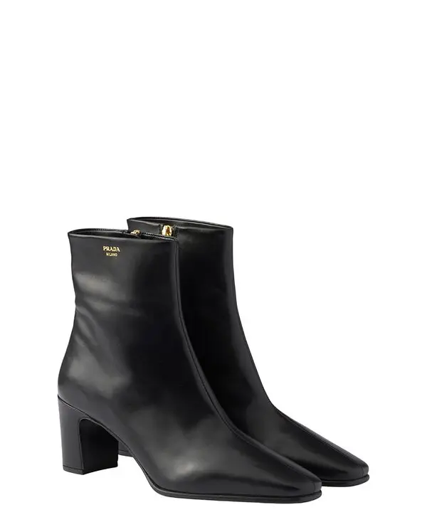 Prada Leather Booties - Black