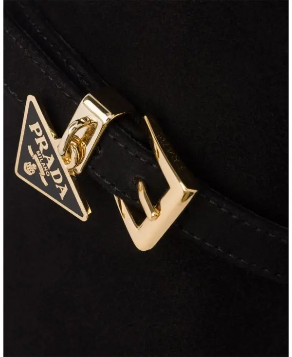 Prada Stretch Suede Knee-high Boots With Buckle Detail