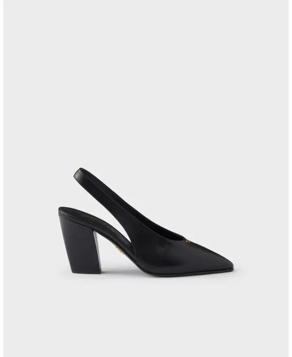 Prada Leather Slingback Pumps - Black