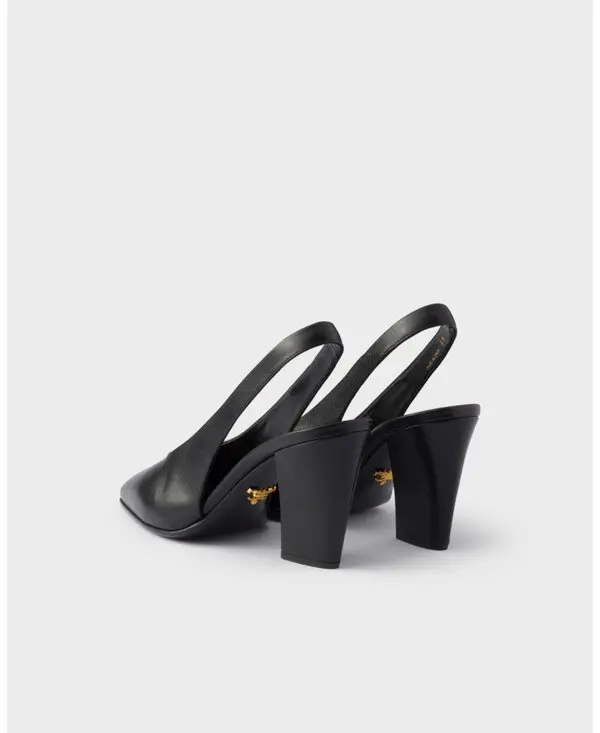 Prada Leather Slingback Pumps - Black