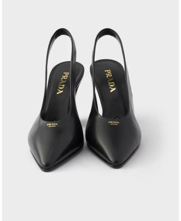 Prada Leather Slingback Pumps - Black