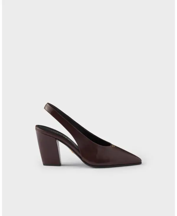 Prada Leather Pointed-toe Slingback Pumps - Brown