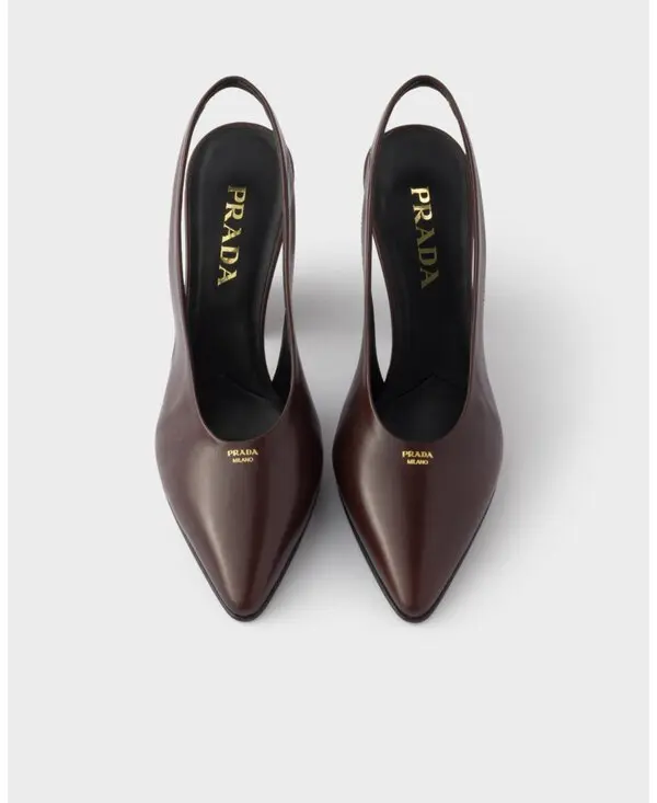 Prada Leather Pointed-toe Slingback Pumps - Brown