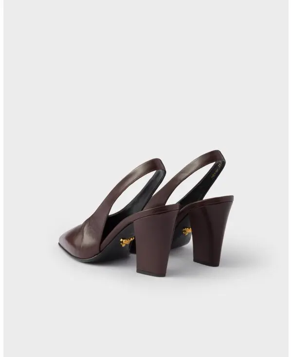 Prada Leather Pointed-toe Slingback Pumps - Brown