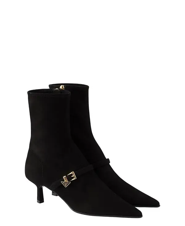 Prada Stretch Suede Booties