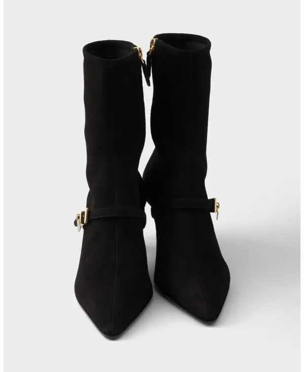 Prada Stretch Suede Booties