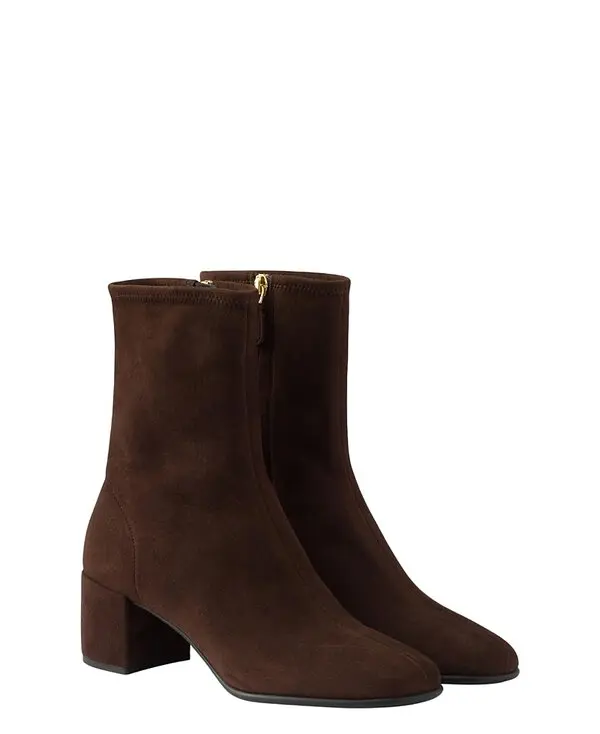 Prada Stretch Suede Booties - Brown