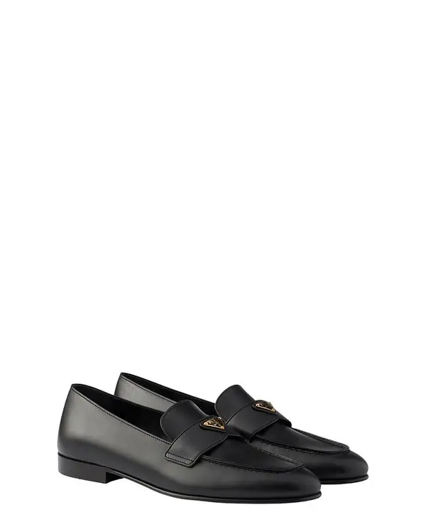 Prada Leather Loafers With Metal Detailing