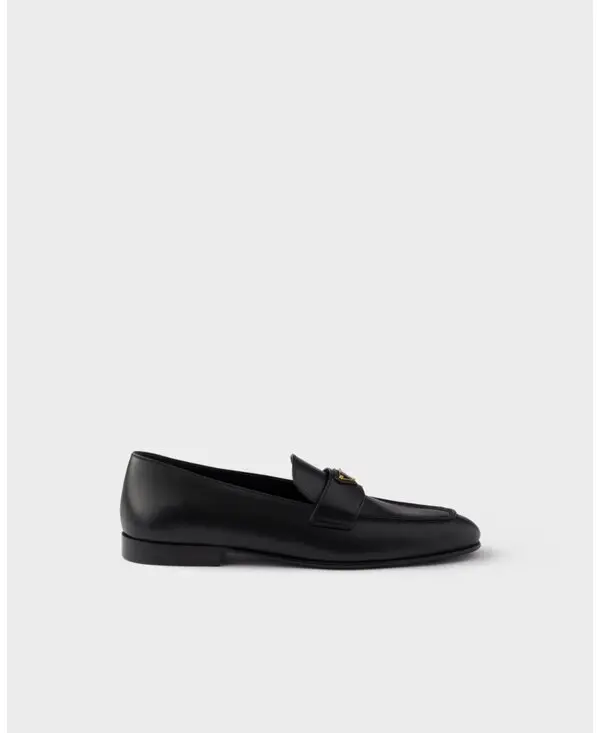 Prada Leather Loafers With Metal Detailing