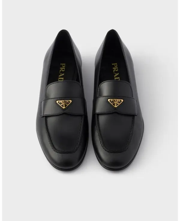 Prada Leather Loafers With Metal Detailing