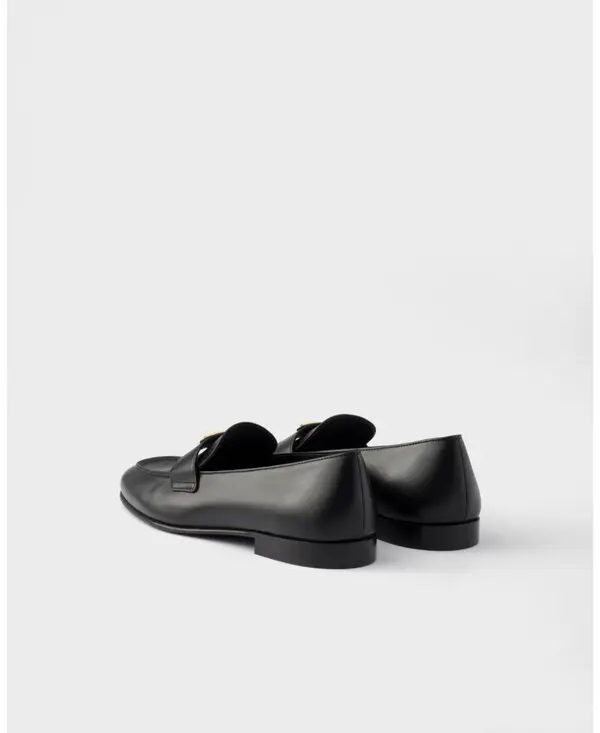Prada Leather Loafers With Metal Detailing