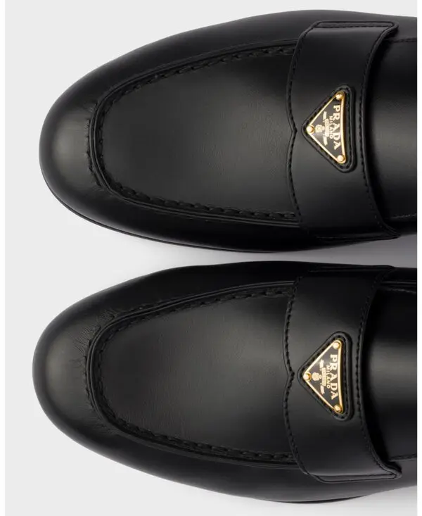 Prada Leather Loafers With Metal Detailing