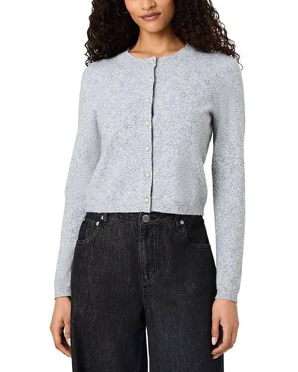 French Connection Dakota Pointelle Knit Cardigan - Medium Heather