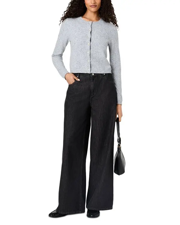 French Connection Dakota Pointelle Knit Cardigan - Medium Heather