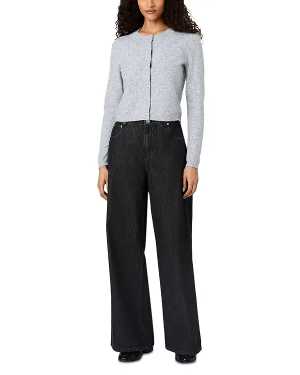French Connection Dakota Pointelle Knit Cardigan - Medium Heather
