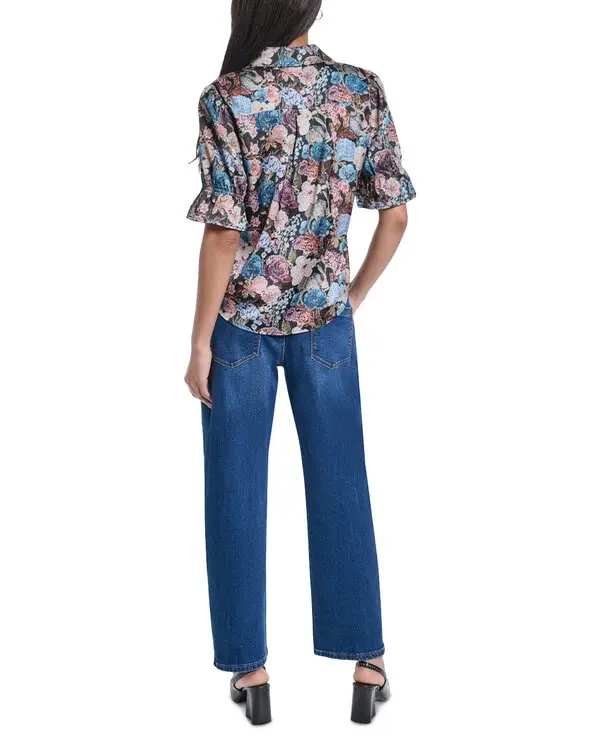 Karl Lagerfeld Paris Brocade Print Collared Top