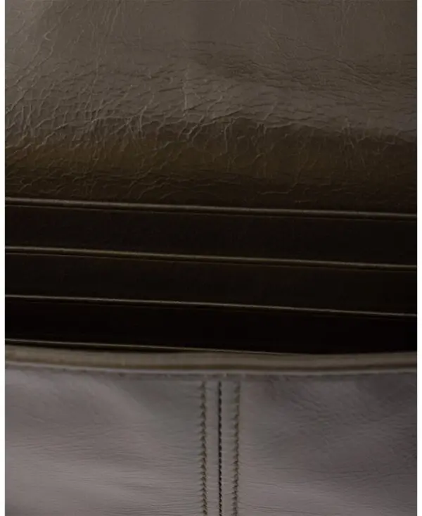 Prada Leather Wallet With Shoulder Strap - Forest