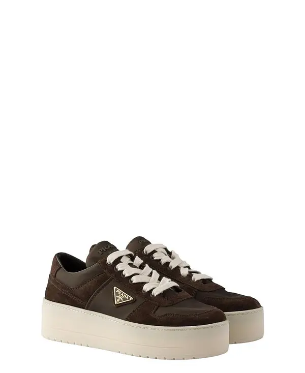 Prada Downtown Bold Re-nylon And Suede Sneakers