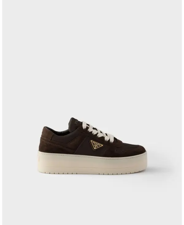 Prada Downtown Bold Re-nylon And Suede Sneakers
