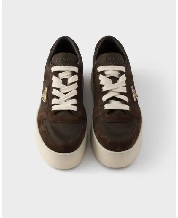 Prada Downtown Bold Re-nylon And Suede Sneakers
