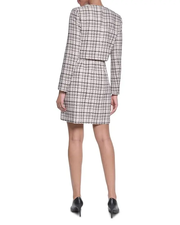 Karl Lagerfeld Paris Tweed Plaid Button-front Jacket