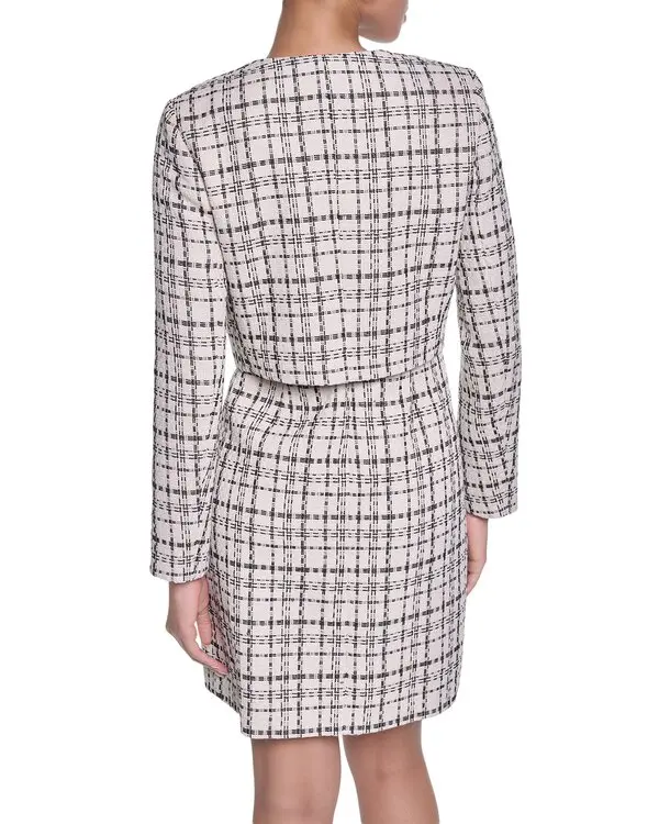 Karl Lagerfeld Paris Tweed Plaid Button-front Jacket