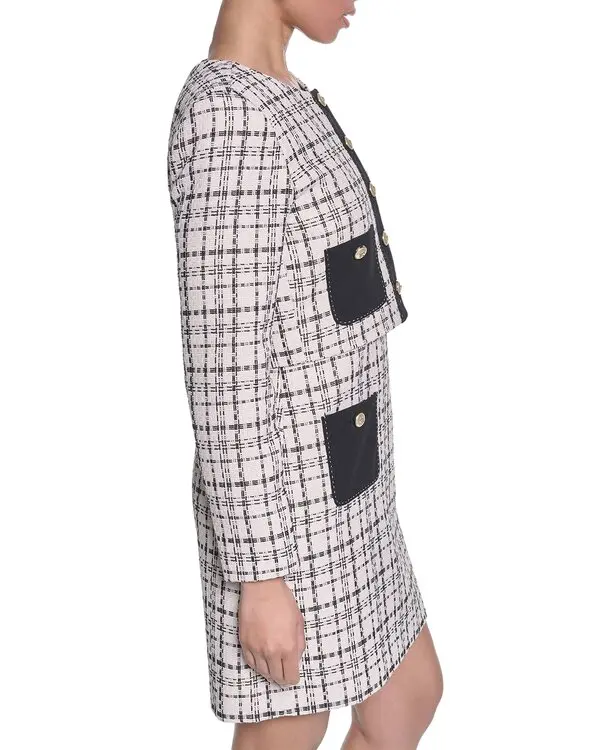 Karl Lagerfeld Paris Tweed Plaid Button-front Jacket