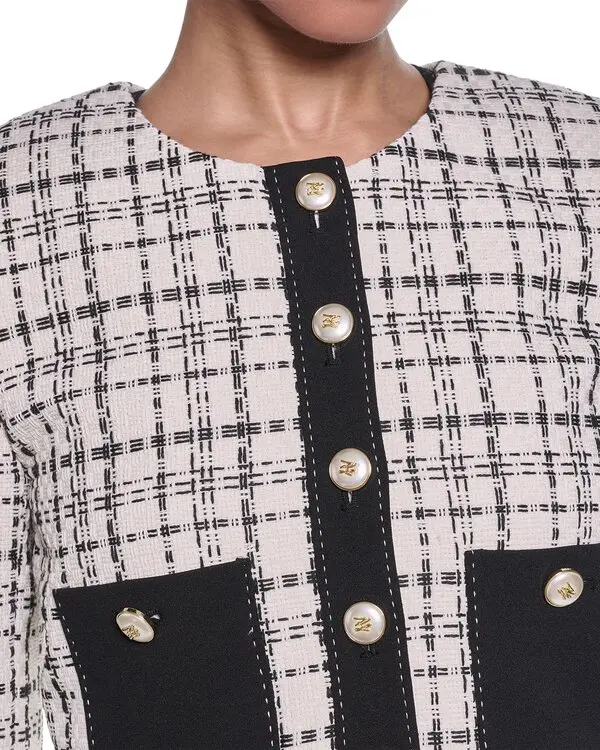 Karl Lagerfeld Paris Tweed Plaid Button-front Jacket
