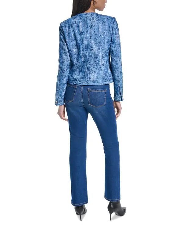Karl Lagerfeld Paris Sequin Denim Collarless Jacket