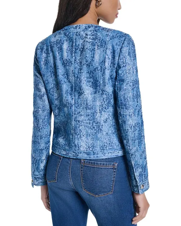 Karl Lagerfeld Paris Sequin Denim Collarless Jacket