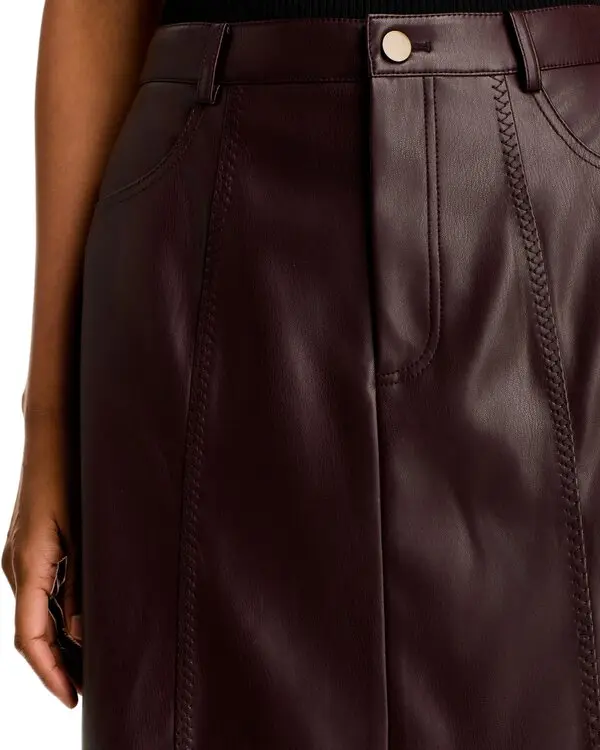 French Connection Madeline Faux Leather Midi Skirt