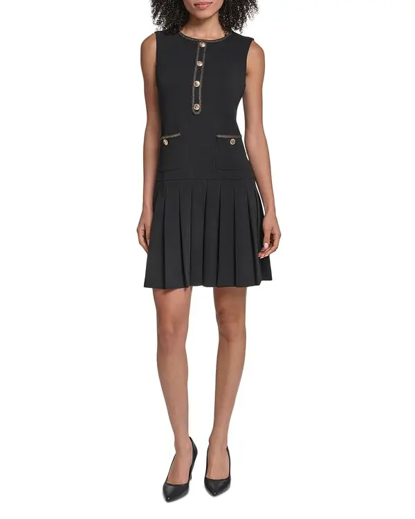 Karl Lagerfeld Paris Pleated Drop Waist Dress
