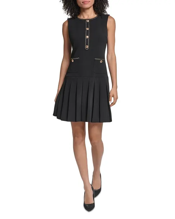Karl Lagerfeld Paris Pleated Drop Waist Dress