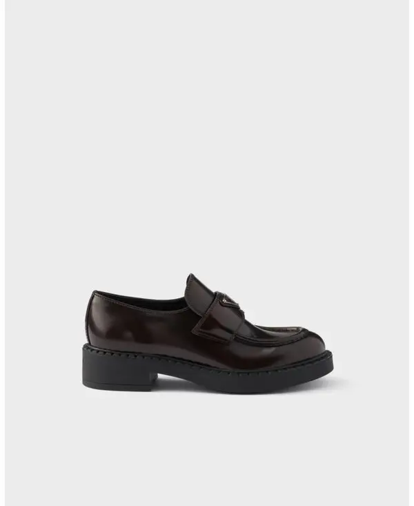 Prada Chocolate Brushed Leather Loafers