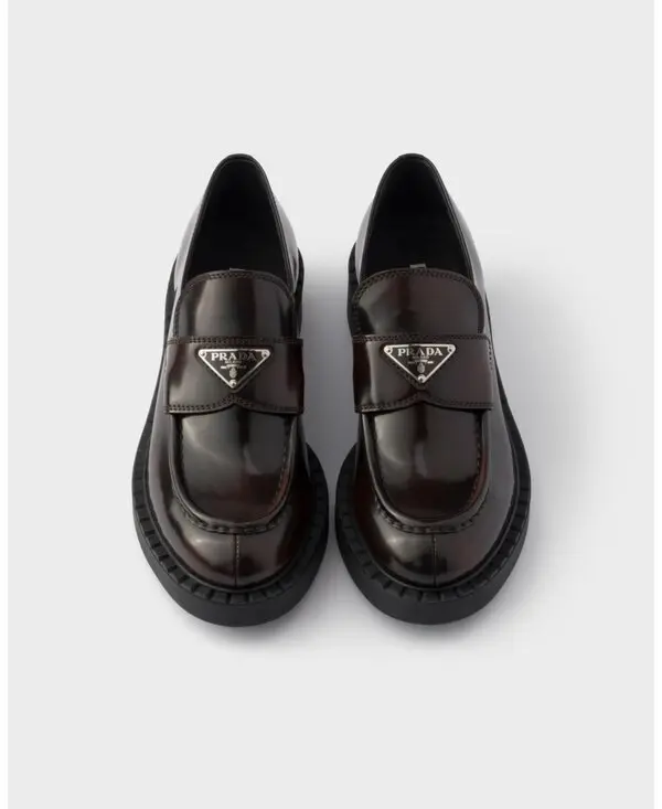 Prada Chocolate Brushed Leather Loafers