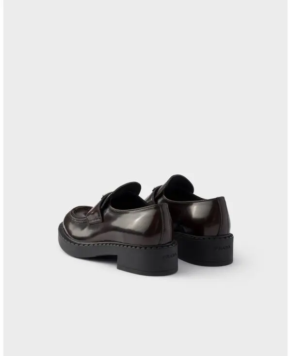 Prada Chocolate Brushed Leather Loafers