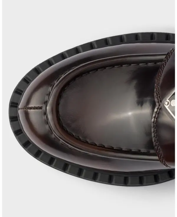 Prada Chocolate Brushed Leather Loafers