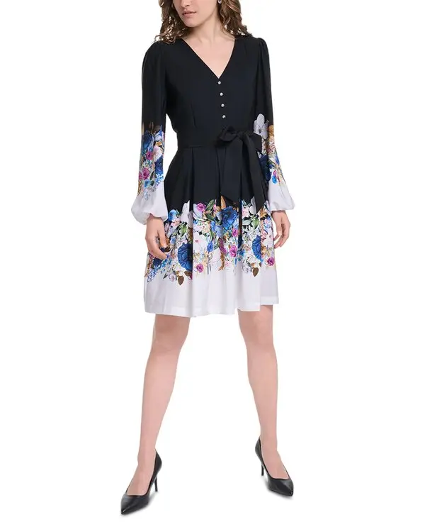 Karl Lagerfeld Paris Belted Crepe Dress