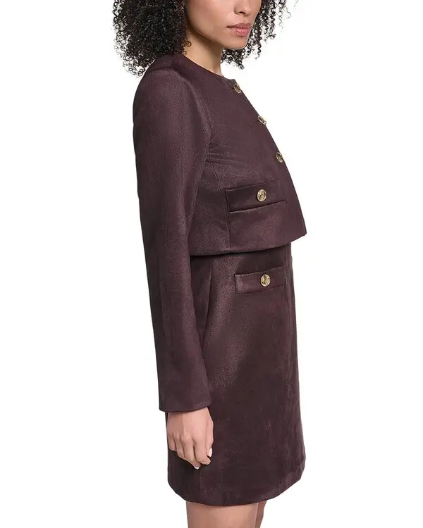 Karl Lagerfeld Paris Cropped Faux Suede Jacket