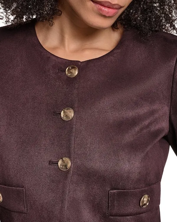Karl Lagerfeld Paris Cropped Faux Suede Jacket